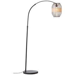 Brilliant Bogenlampe "Slope", schwarz (schwarz, natur), 1, H: 171cm, 1 Stk., Leuchten, mit Fu&szlig;schalter, 171 cm H&ouml;he, E27, Metall/Textil, schwarz/natur, Bogenlampe