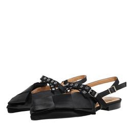 Ganni Ballerinas - Big Bow Slingback Ballerina Satin - Gr. 37 (EU) - in Schwarz - f&uuml;r Damen