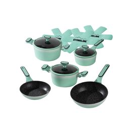 Stoneline Kochgeschirr-Set 11-teilig 18/20/24 | mit Deckeln in Mint | Gr.: onesize