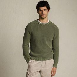 LANDS' END DRIFTER Pullover im Shaker-Rippstrick, Herren,  Gr&uuml;n, Baumwolle, by Lands' End