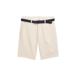 Tom Tailor Herren Stretch Slim Chino Shorts mit G&uuml;rtel, beige, Uni, Gr. 36