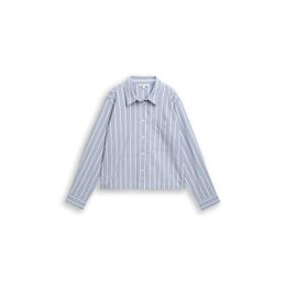 Tom Tailor Denim Damen Boxy Fit Hemdbluse mit Streifenmuster, blau, Gestreift, Gr. XL