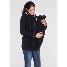bonprix 2-in-1 Umstands- und Tragejacke aus Fleece, schwarz, Gr.52/54 (XXL), Kuschelige Fleecejacke f&uuml;r die Schwangerschaft und danach, aus Fleece