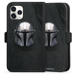 DeinDesign iPhone 11 Pro Handy Klapph&uuml;lle Handyh&uuml;lle aus Kunst Leder schwarz Flip Case Star Wars Official Licensed Product The Mandalorian Sideflip mit Lasche