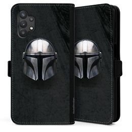 DeinDesign Galaxy A32 5G Handy Klapph&uuml;lle Handyh&uuml;lle aus Kunst Leder schwarz Flip Case The Mandalorian Official Licensed Product Star Wars Sideflip mit langer 