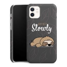 DeinDesign iPhone 12 mini Handy Premium Case Smartphone Handyh&uuml;lle Schutzh&uuml;lle gl&auml;nzend Sloth Sayings Lazy Sunday Premium Case