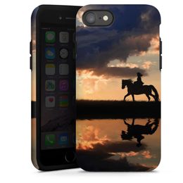 DeinDesign iPhone SE (2020) Handy Panzer Handyh&uuml;lle robuste Outdoor H&uuml;lle Schutzh&uuml;lle matt Sunset Horse Horseback Riding Tough Case