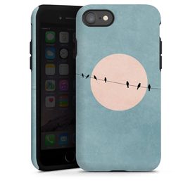 DeinDesign iPhone SE (2020) Handy Panzer Handyh&uuml;lle robuste Outdoor H&uuml;lle Schutzh&uuml;lle matt Turquoise Bird Moon Tough Case