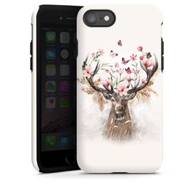 DeinDesign iPhone SE (2022) Handy Panzer Handyh&uuml;lle robuste Outdoor H&uuml;lle Schutzh&uuml;lle matt Flowers Deer Animals Tough Case