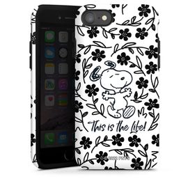 DeinDesign iPhone SE (2020) Handy Panzer Handyh&uuml;lle robuste Outdoor H&uuml;lle Schutzh&uuml;lle matt Flowers Peanuts Snoopy Tough Case