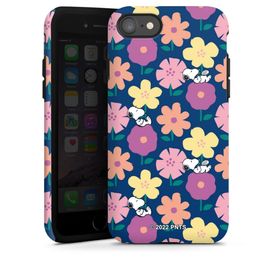 DeinDesign iPhone SE (2020) Handy Panzer Handyh&uuml;lle robuste Outdoor H&uuml;lle Schutzh&uuml;lle matt Flowers Muster Snoopy Tough Case