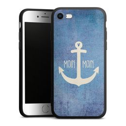 DeinDesign iPhone SE (2020) Handy Premium Silikon H&uuml;lle Handyh&uuml;lle schwarz Case Anchor Maritim Blue Silikon Premium Case