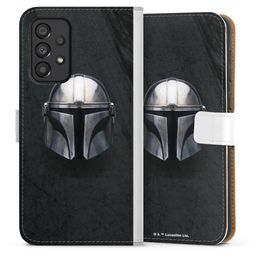 DeinDesign Galaxy A33 5G Handy Klapph&uuml;lle Handyh&uuml;lle aus Kunst Leder wei&szlig; Flip Case The Mandalorian Official Licensed Product Star Wars Sideflip mit Lasche