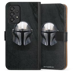 DeinDesign Galaxy A33 5G Handy Klapph&uuml;lle Handyh&uuml;lle aus Kunst Leder schwarz Flip Case The Mandalorian Official Licensed Product Star Wars Sideflip mit langer 