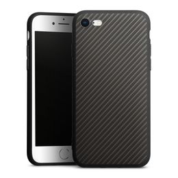 DeinDesign iPhone SE (2022) Handy Premium Silikon H&uuml;lle Handyh&uuml;lle schwarz Case Carbon Muster Metallic Look Silikon Premium Case