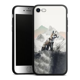 DeinDesign iPhone SE (2020) Handy Premium Silikon H&uuml;lle Handyh&uuml;lle schwarz Case Nature Mountain Fox Silikon Premium Case