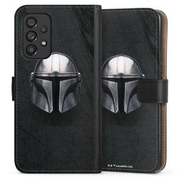 DeinDesign Galaxy A53 5G Handy Klapph&uuml;lle Handyh&uuml;lle aus Kunst Leder schwarz Flip Case The Mandalorian Official Licensed Product Star Wars Sideflip mit langer 