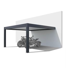 Carport 4x4 m, Anbaucarport Premium, Anthrazit RAL 7016, 400 x 394 cm, Durchgangsh&ouml;he 195 cm, individuell konfigurieren
