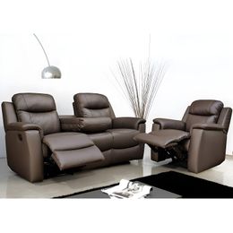Vente-unique Ledergarnitur Relax 3+1 - Braun - EVASION 57261