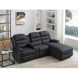 Vente-unique Ecksofa Relaxsofa - Ecke Rechts - Stoff - Anthrazit - MACEDONIA 1222455