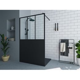 Vente-unique Duschtrennwand Seitenwand italienische Dusche - Schwarz matt - Industrial Style - 120 x 200 cm - URBANIK 1338209
