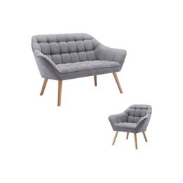 Vente-unique Sofa 2-Sitzer & Sessel - Stoff - Grau - CASERTA 2478525