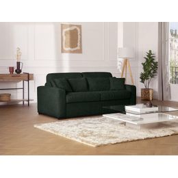 Vente-unique Schlafsofa mit Matratze 4-Sitzer - Liegefl&auml;che mit Lattenrost mit breiten Latten 160 cm - Matratze 16 cm - Cord - Gr&uuml;n - MONDOVI 3610931