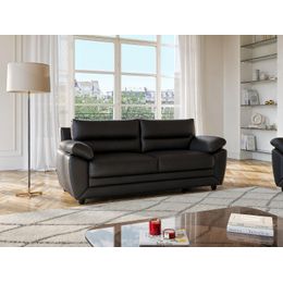 Vente-unique Sofa 3-Sitzer - Kunstleder - Schwarz - MANOA 283207