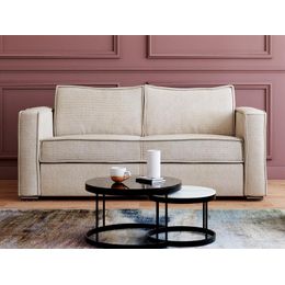 Vente-unique Schlafsofa mit Matratze 3-Sitzer - Cord - Beige - Liegefl&auml;che 140 cm - Matratze 14 cm - LORETO 814795