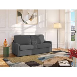 Vente-unique Schlafsofa 3-Sitzer - Liegefl&auml;che mit Lattenrost mit breiten Latten: 140 cm - Matratze: 18 cm - Stoff - Grau - CALIFE 810973