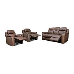 Vente-unique Ledergarnitur Relax 3+1+1 - Braun - EVASION 89890
