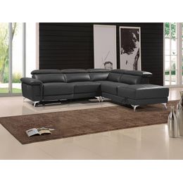 Vente-unique Relaxsofa Ecksofa Leder elektrisch - Ecke Rechts - Anthrazit - PASCALINE 644409