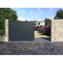 Vente-unique Gartentor Schiebetor mit Torantrieb - 416 x 180 cm - voll - Aluminium - Anthrazit - NAZARIO 747615