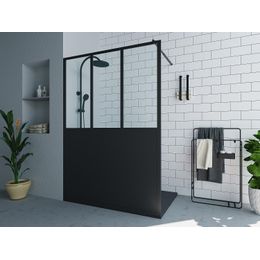 Vente-unique Duschtrennwand Seitenwand italienische Dusche - Schwarz matt - Industrial Style - 140 x 200 cm - URBANIK 1338211