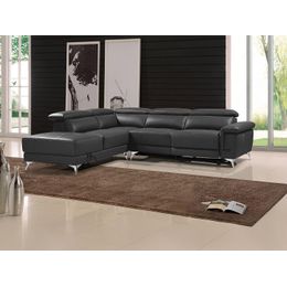 Vente-unique Relaxsofa Ecksofa Leder elektrisch - Ecke Links - Anthrazit - PASCALINE 644411