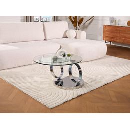 Vente-unique Couchtisch mit drehbaren Tischplatten - Sicherheitsglas & Metall - JOLINE 467093