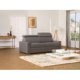 Vente-unique Schlafsofa 4-Sitzer - Liegefl&auml;che mit Lattenrost: 160 cm - Matratze: 22 cm mit Memory Schaum - Stoff - Grau - VIZIR 785145