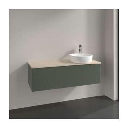 Villeroy & Boch Villeroy und Boch Antao Waschtisch-Unterschrank L34153HL mit Beleuchtung, 1 Auszug, 1200 x 360 x 500 mm, Front mit Struktur, Leaf Green Matt Lacquer / Botticino