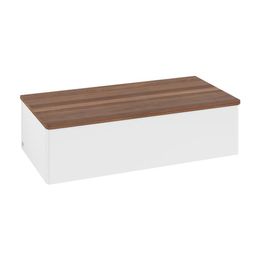 Villeroy & Boch Villeroy und Boch Antao Sideboard L40002MT mit Beleuchtung, 1 Auszug, 1000 x 268 x 500 mm, Front ohne Struktur, White Matt Lacquer / Warm Walnut