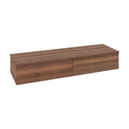 Villeroy & Boch Villeroy und Boch Antao Sideboard L42102HM mit Beleuchtung, 2 Ausz&uuml;ge, 1600 x 268 x 500 mm, Front mit Struktur, Warm Walnut / Warm Walnut