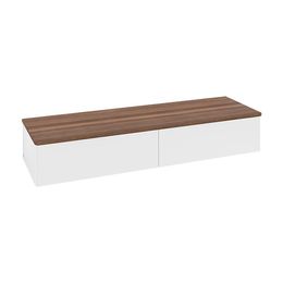 Villeroy & Boch Villeroy und Boch Antao Sideboard L42002MT mit Beleuchtung, 2 Ausz&uuml;ge, 1600 x 268 x 500 mm, Front ohne Struktur, White Matt Lacquer / Warm Walnut