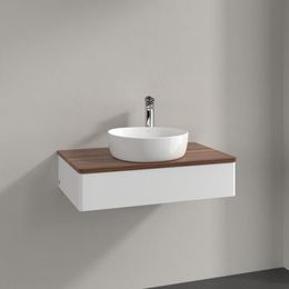 Villeroy & Boch Villeroy und Boch Antao Waschtisch-Unterschrank K08052MT 80x19x50cm, Hahnloch, Waschbeckenplattenfarbe warm walnut, white matt lacquer
