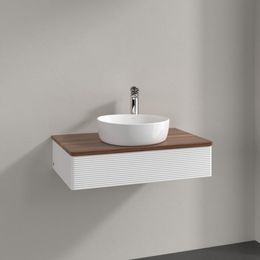 Villeroy & Boch Villeroy und Boch Antao Waschtisch-Unterschrank K08152MT 80x19x50cm, Hahnloch, Waschbeckenplattenfarbe warm walnut, white matt lacquer