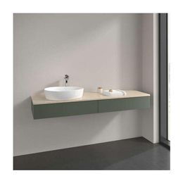 Villeroy & Boch Villeroy und Boch Antao Waschtisch-Unterschrank L15013HL mit Beleuchtung, 2 Ausz&uuml;ge, 1600 x 190 x 500 mm, Front ohne Struktur, Leaf Green Matt Lacquer / Botticino