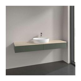 Villeroy & Boch Villeroy und Boch Antao Waschtisch-Unterschrank L14053HL mit Beleuchtung, 2 Ausz&uuml;ge, 1600 x 190 x 500 mm, Front ohne Struktur, Leaf Green Matt Lacquer / Botticino
