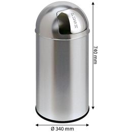 Push-Abfalleimer, Edelstahl, Volumen 40 l, Hx&Oslash; 740 x 340 mm, robust und langlebig kaiserkraft