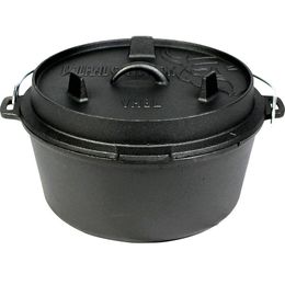 Valhal Outdoor Feuertopf Dutch Oven Gusseisen, flacher Boden, 8 l