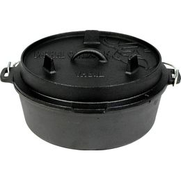 Valhal Outdoor Feuertopf Dutch Oven Gusseisen, flacher Boden, 6,1 l