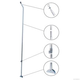 DWT Andruckstange mit B&uuml;gelfu&szlig; oben gebogen 25x1 mm Alu, 170-260 cm