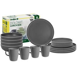 Brunner Geschirrset Dolomit Lunchbox 16-teilig, grau